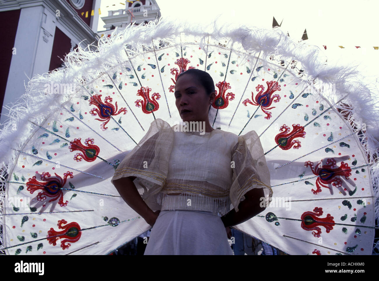 Philippines Costumed woman at Dinagyang Festival in Iloilo Panay Island ...