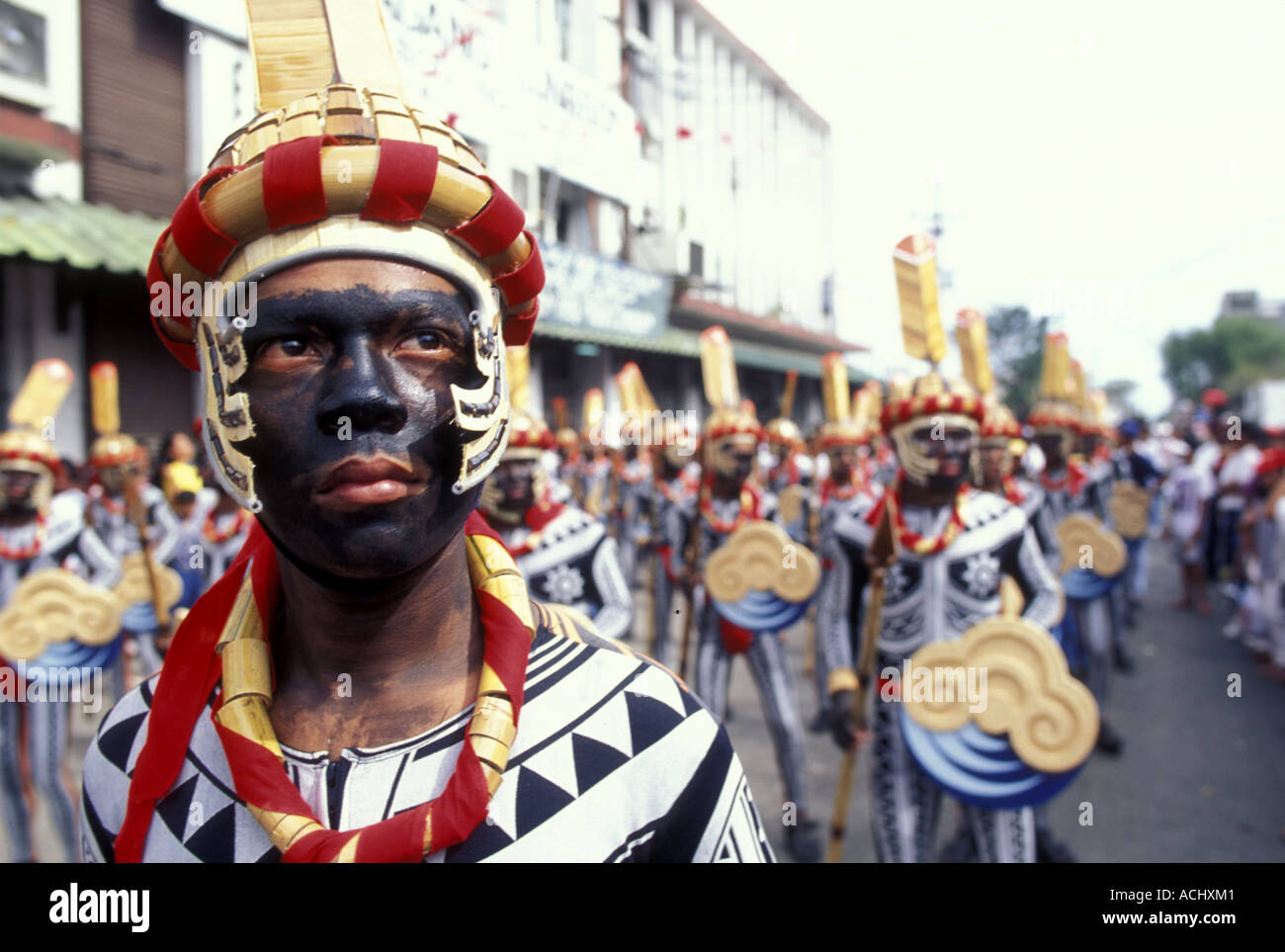 Philippines Costumed marching band in Dinagyang Festival in Iloilo on ...