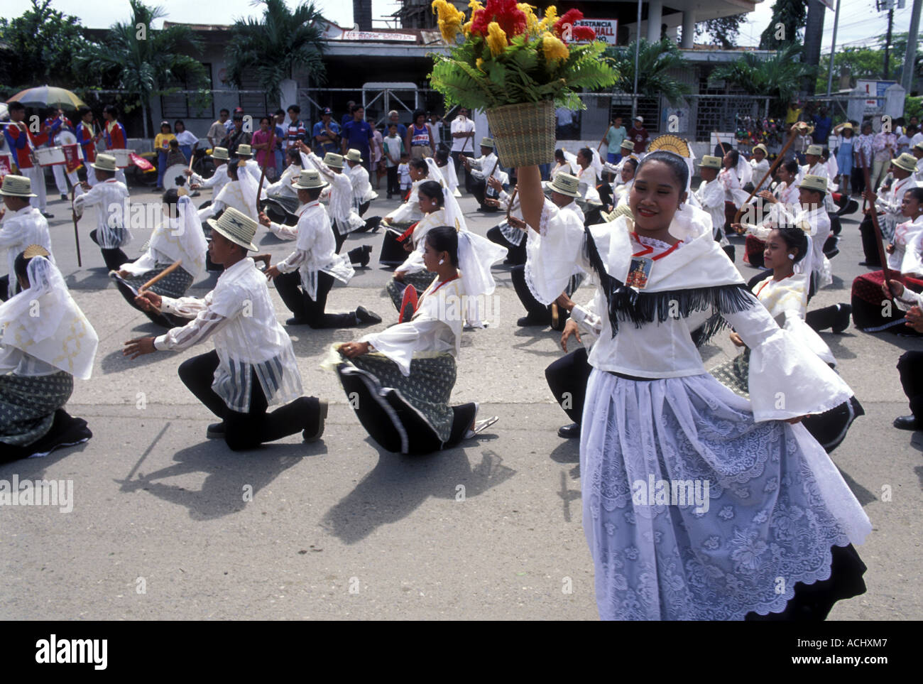 Philippines Costumed dancers perform at Sinulog parade in Mandaue City ...