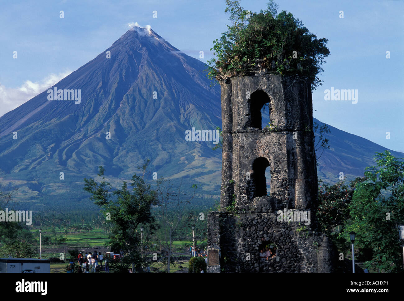 Philippines Luzon Island Church steeple destroyed in 1814 eruption of ...