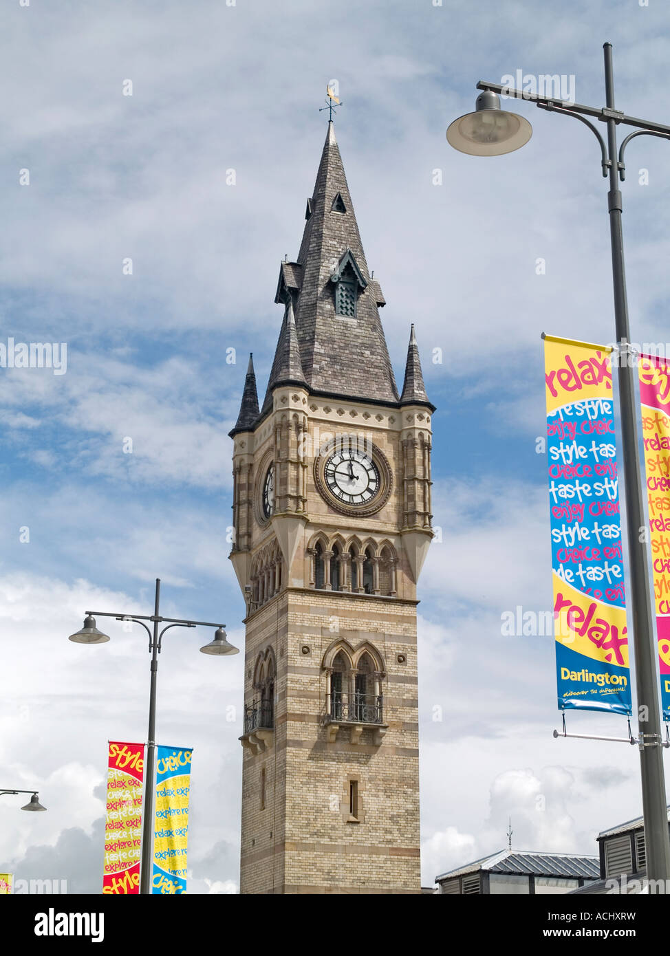 Market tower clock Darlington Co Durham UK Stock Photo - Alamy