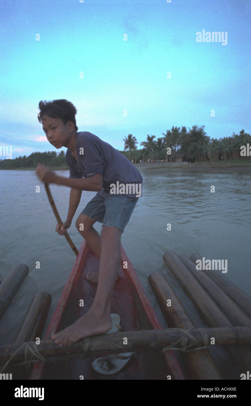 Asia Philippines Panay Island Kalibo Miladro Zabalia 15 works poling a ...