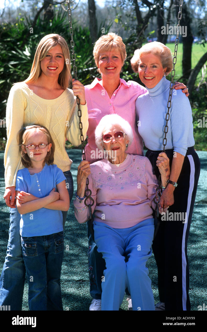 Colorful authentic family portrait of five generations ages 97 72 48 25 ...