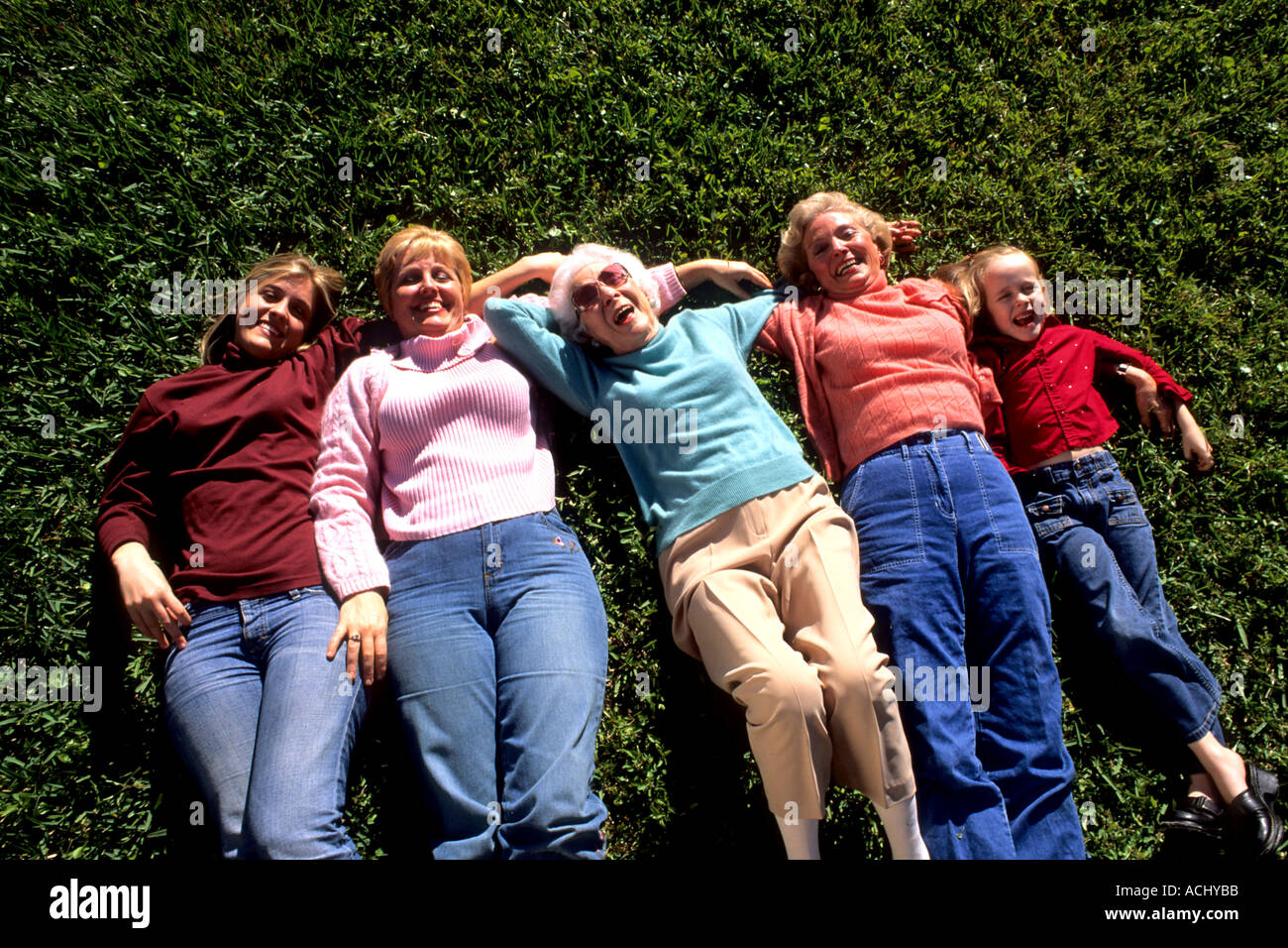 Colorful authentic family portrait of five generations ages 97 72 48 25 ...