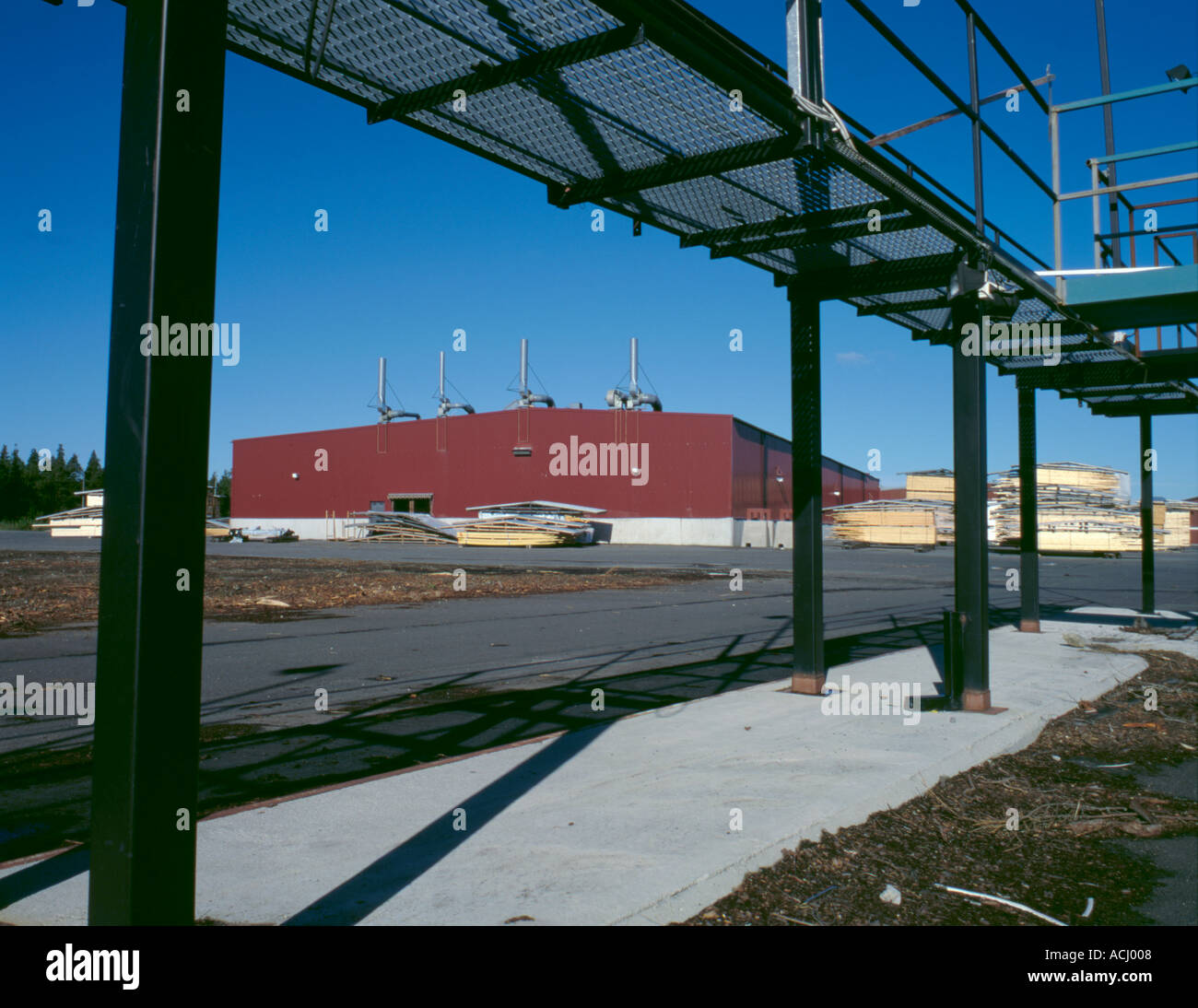 Modern timber processing plant near Lycksele, Västerbottens Län, Sweden ...