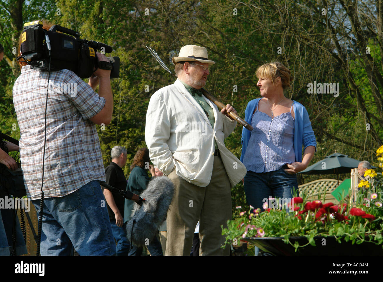 Chris Segar filming at the RHS Spring Flower Show in Cardiff South ...