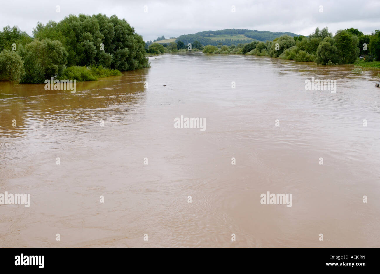 River Severn Gloucestershire England UK in full flood looking ...