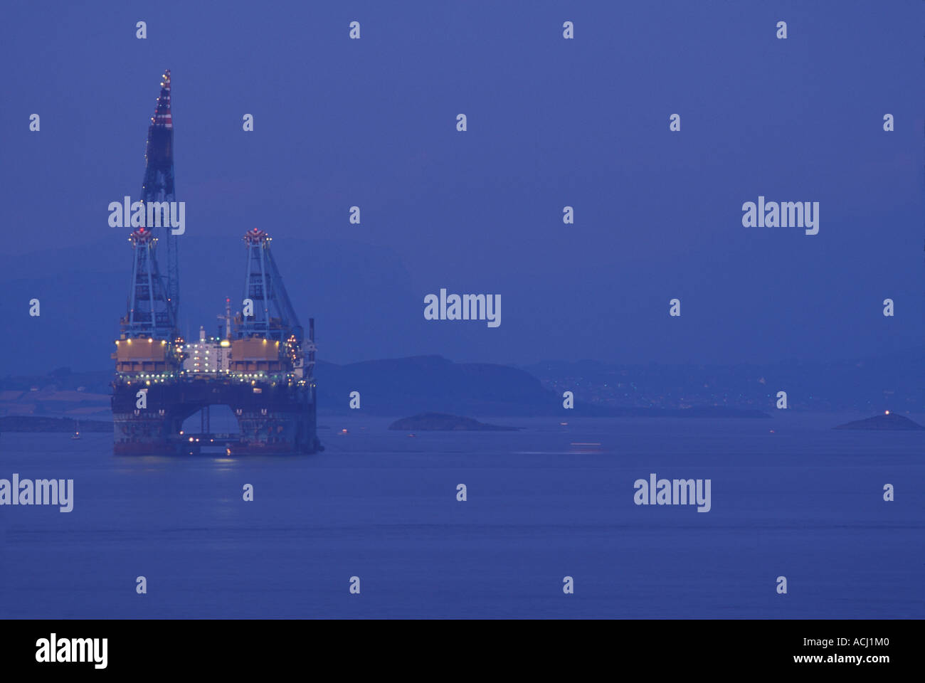 Europe Norway Offshore drilling rig in fjord near Stavanger Norway ...