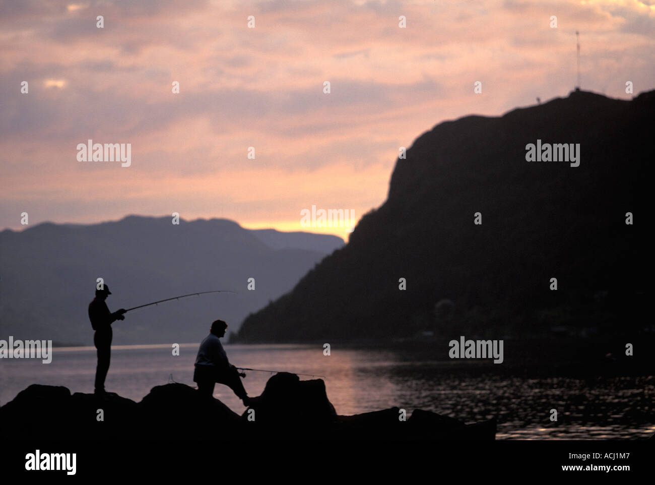 Europe Norway Fisherman along Moldefjord near the village of Eide on ...