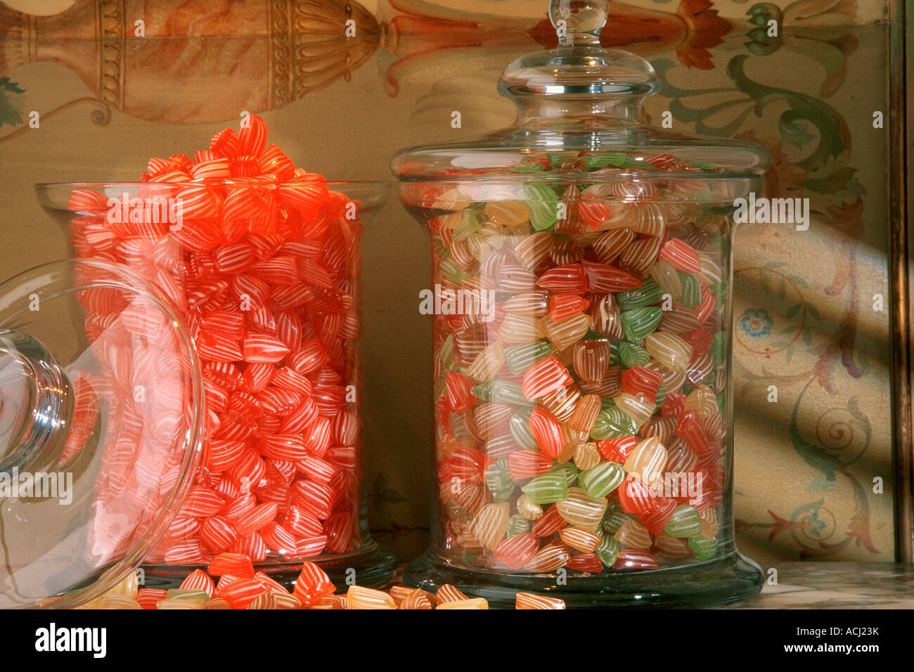 Candy box with burnt-sugar sweets red and multi-coloured ones Stock ...
