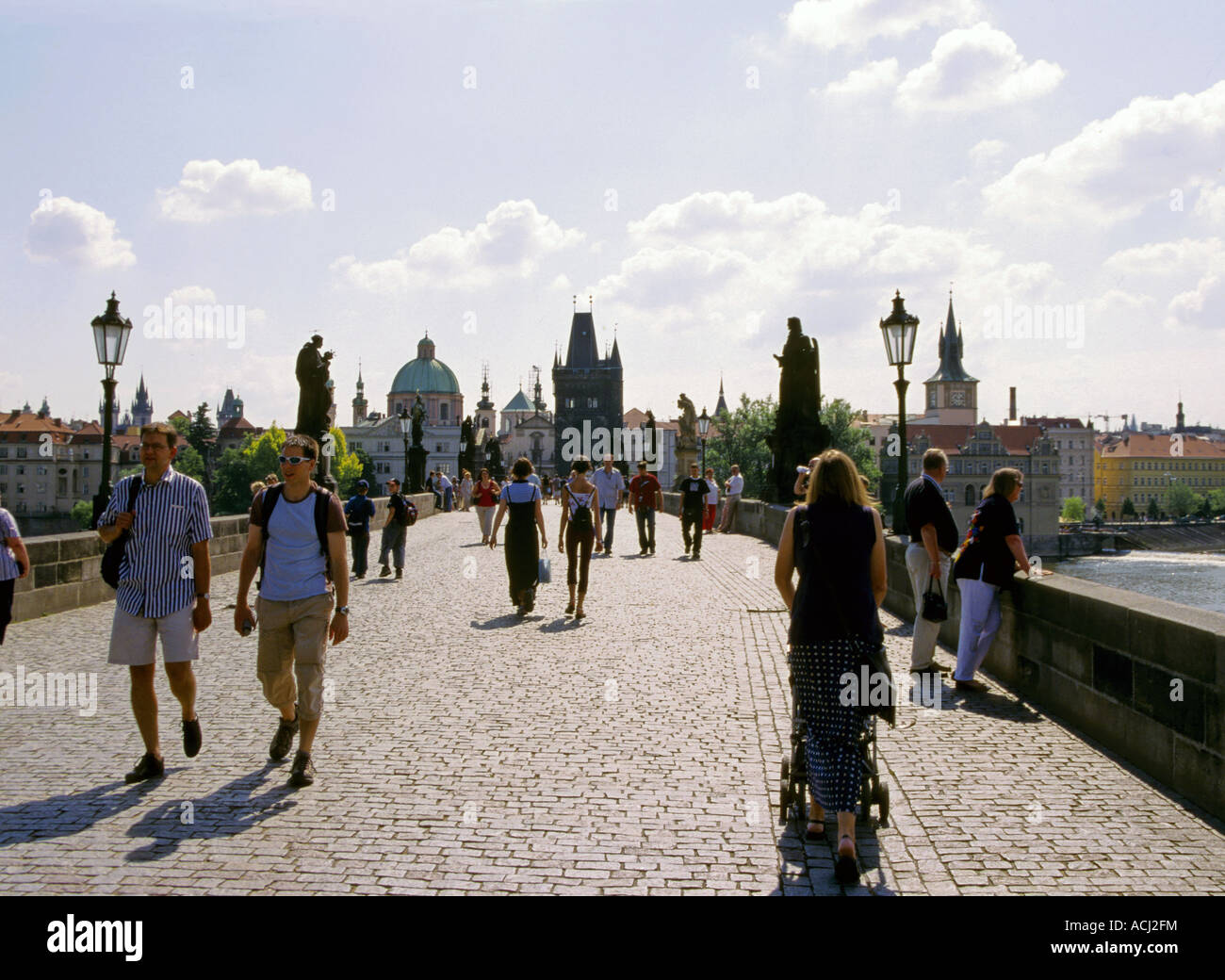 Tourists on Charles Bridge in Prague Czech Republic Stock Photo - Alamy
