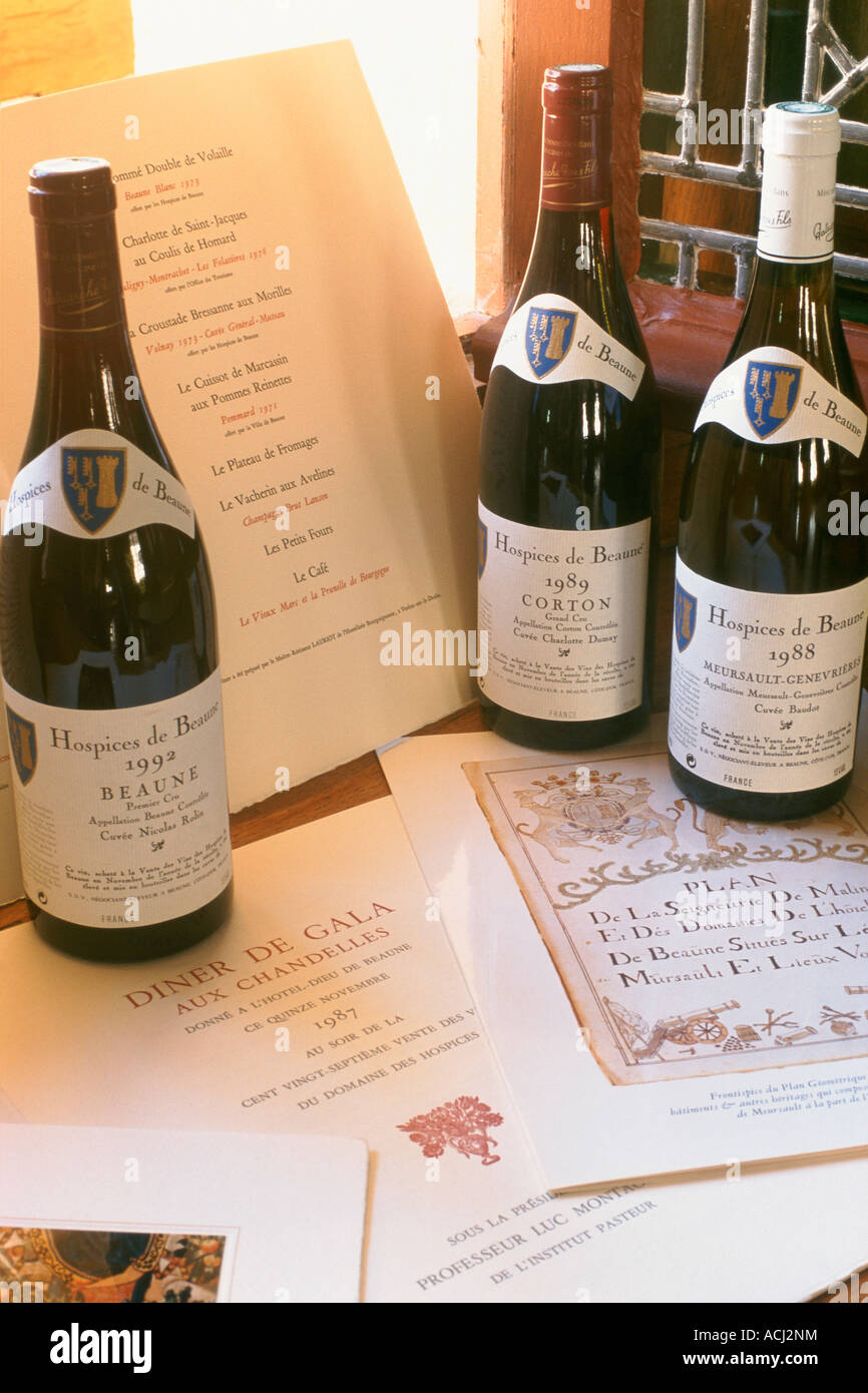 France Beaune 3 bottles of red wine Stock Photo - Alamy
