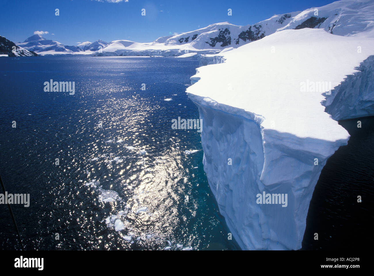 Antarctica Neumayer Channel Aerial view of iceberg floating near ...