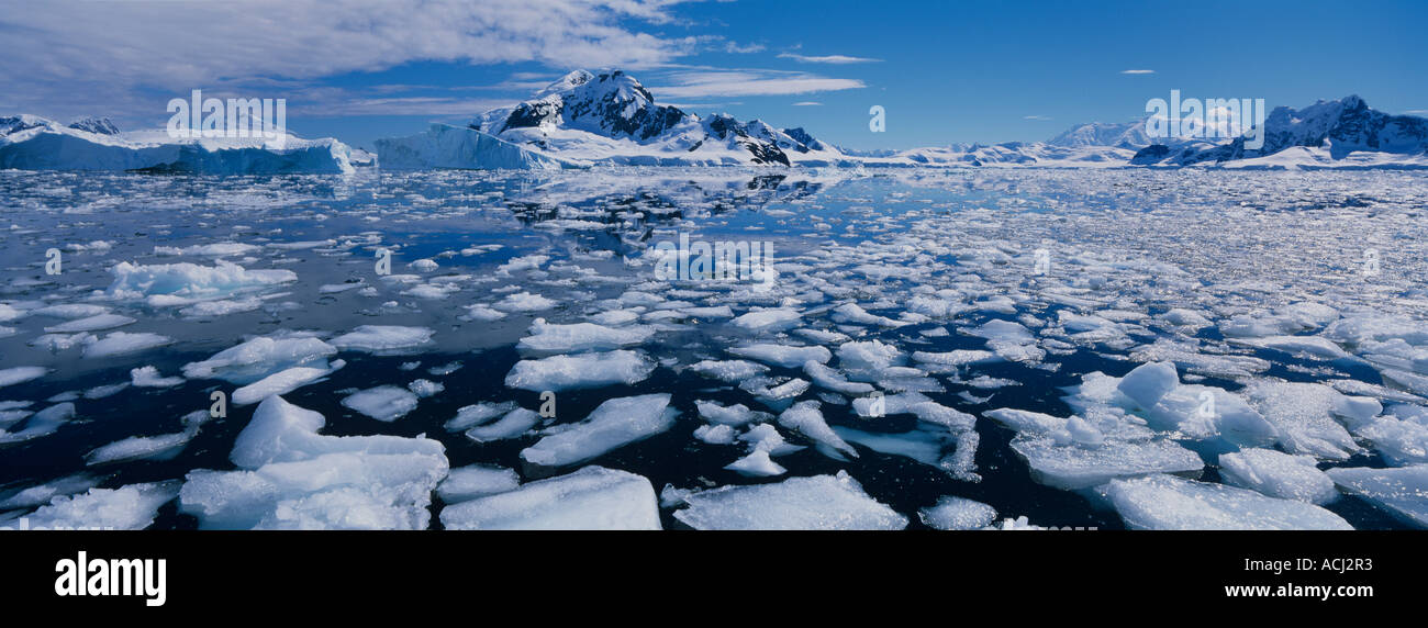 Antarctica Paradise Harbor Icebergs fill water in Gerlache Strait with ...
