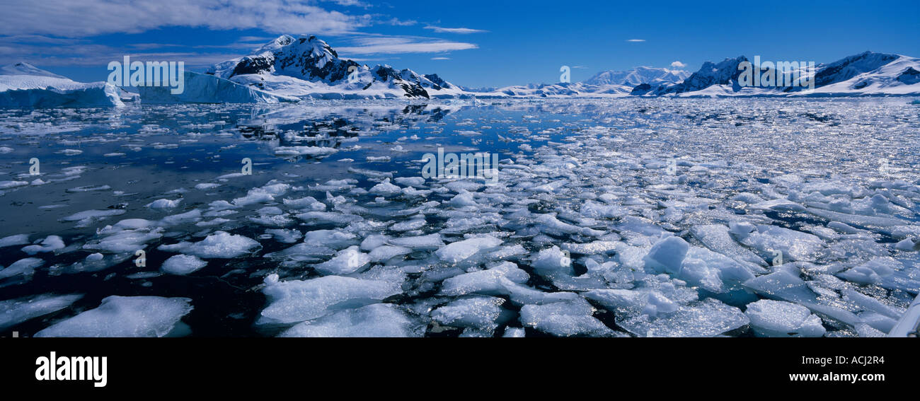 Antarctica Paradise Harbor Icebergs fill water in Gerlache Strait with ...