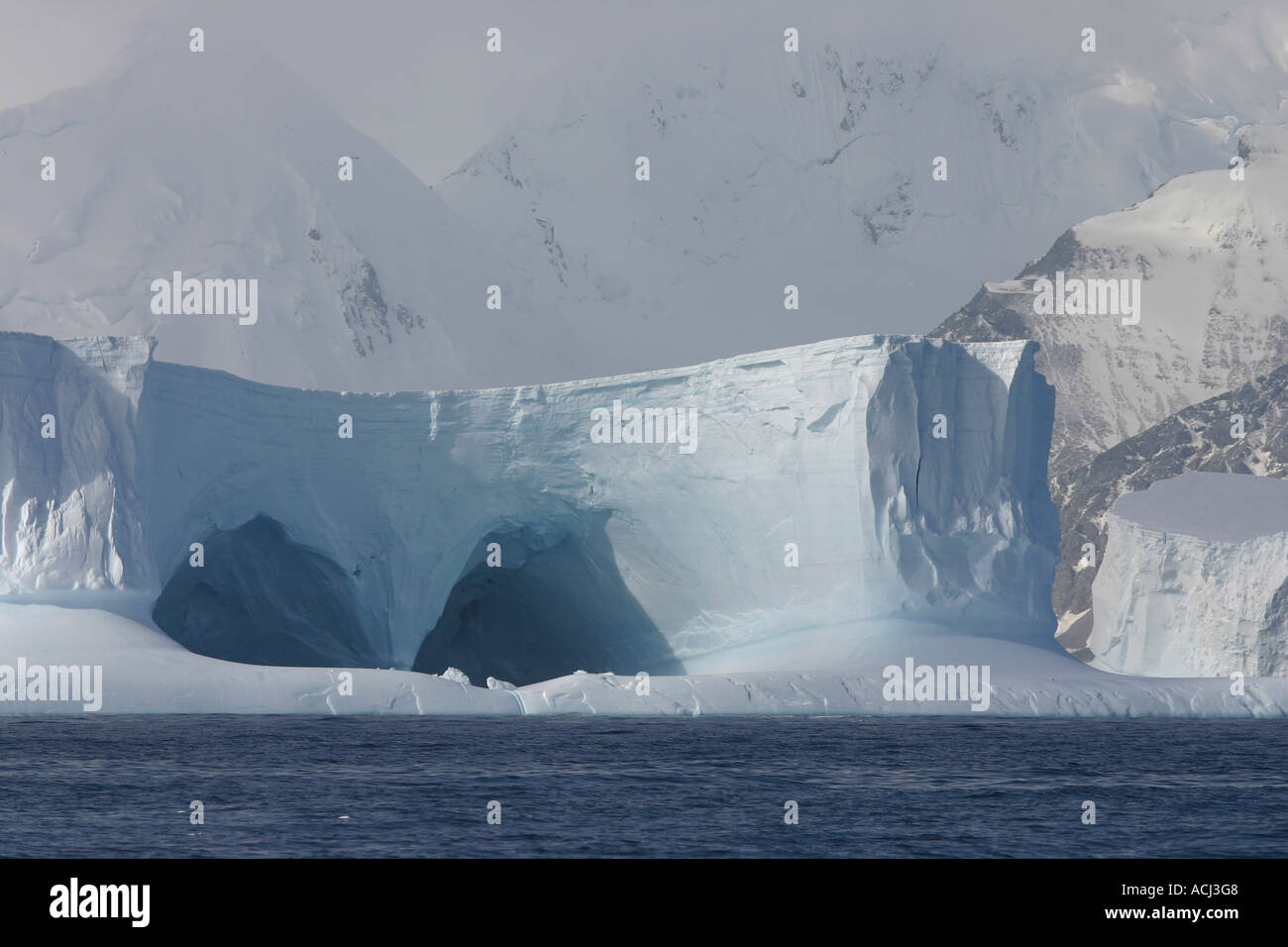 Antarctica Bransfield Strait Afternoon sun lights massive tabular ...