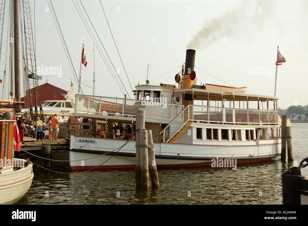 The Passenger Steamer the SS Sabino built in 1908 preparing to leave on ...