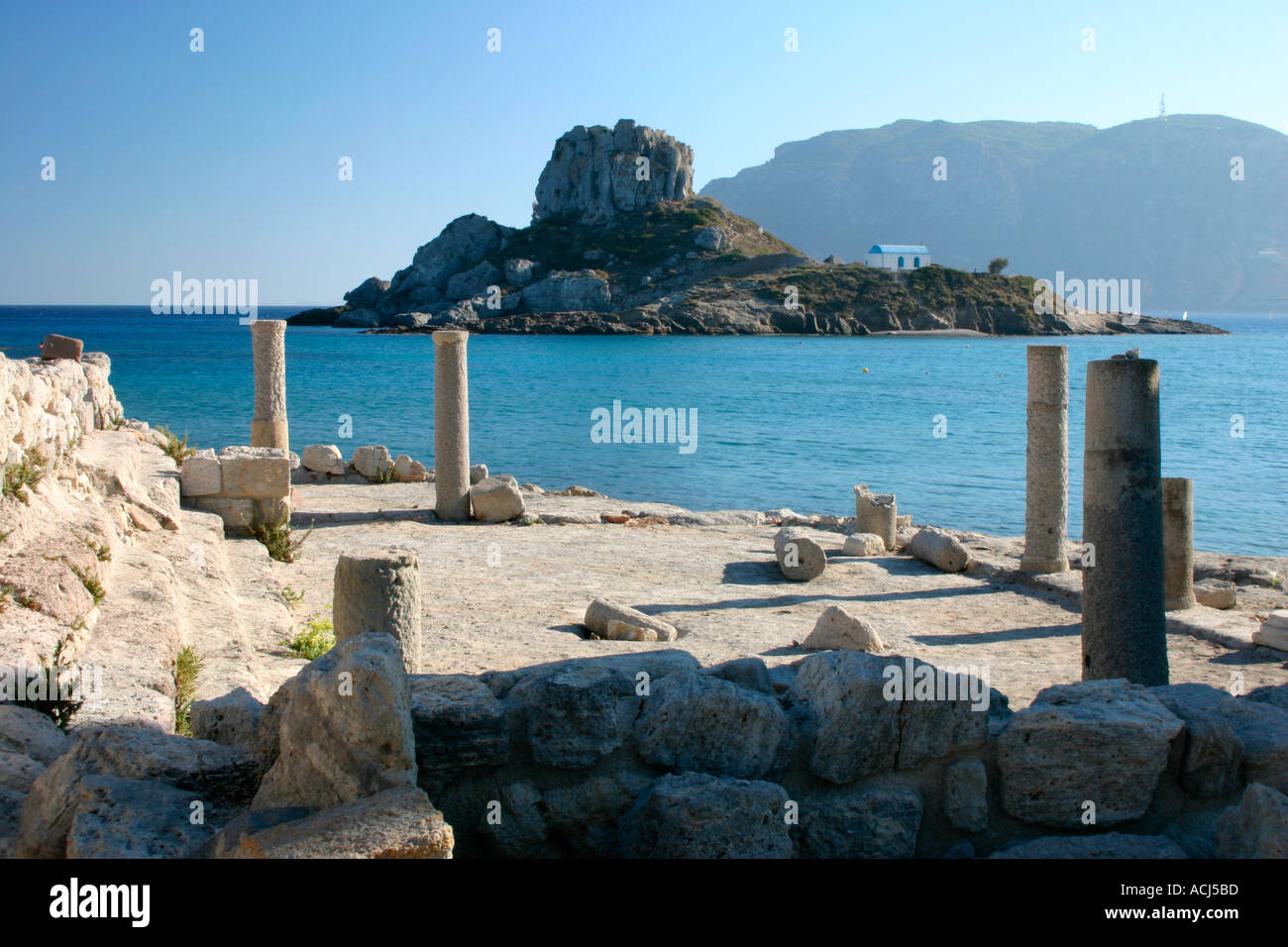 Ruins of St Stephanos Basilica at Kefalos beach island of Kos Greece ...