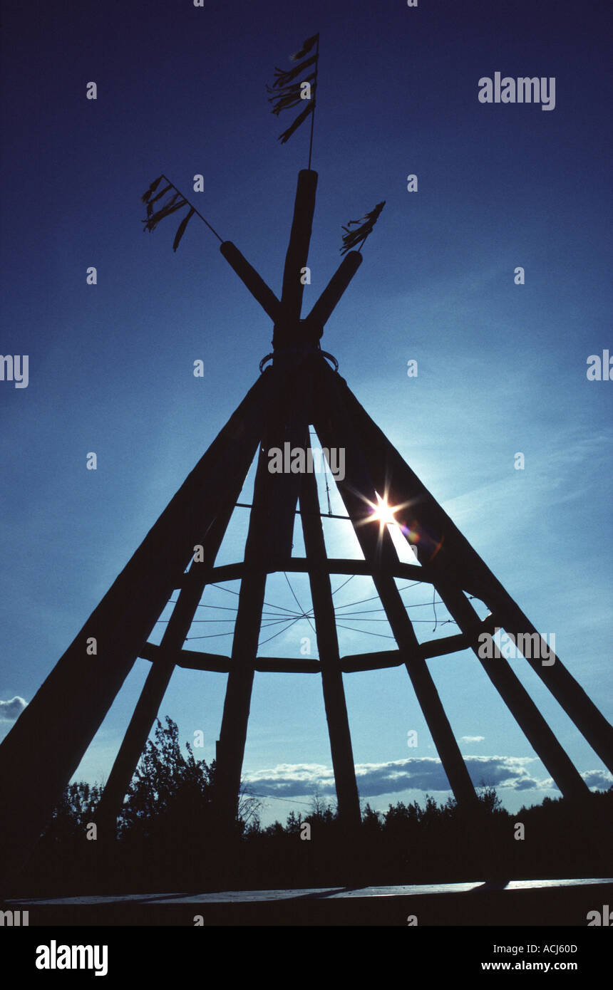 Dene Indian teepee frame monument Fort William Northwest Territories ...