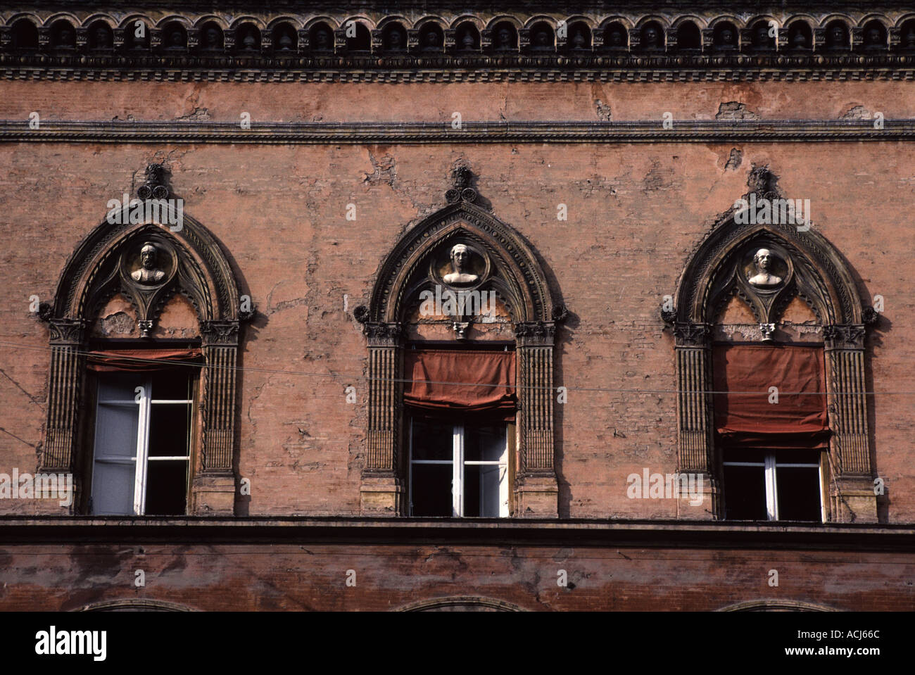 Windows in Corte Isolani building facing Piazza San Stefano Bologna ...
