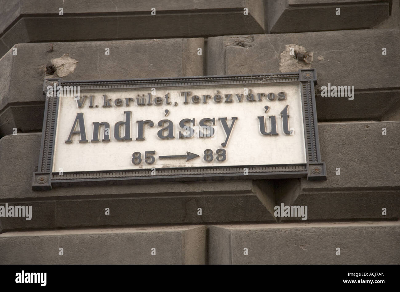 Andrassy ut road sign Budapest Stock Photo - Alamy