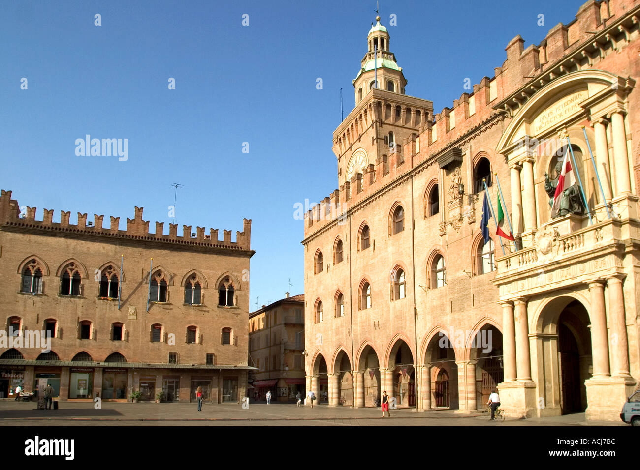 Piazza Maggore and the Palazzo Comunale in Bologna Emilia Romagna Italy ...