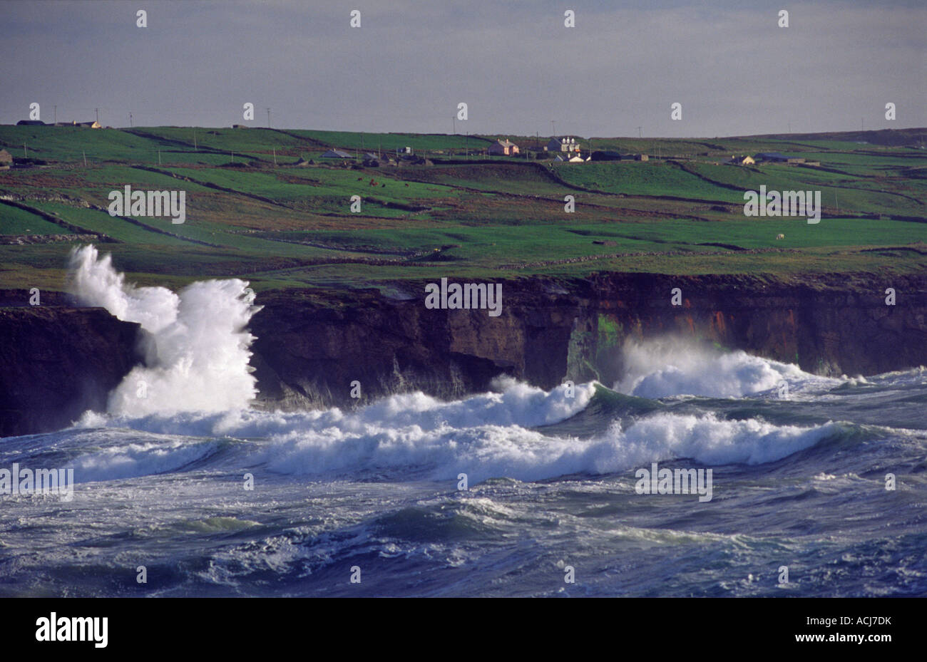 Atlantic waves crashing against the cliffs at Doolin, County Clare ...