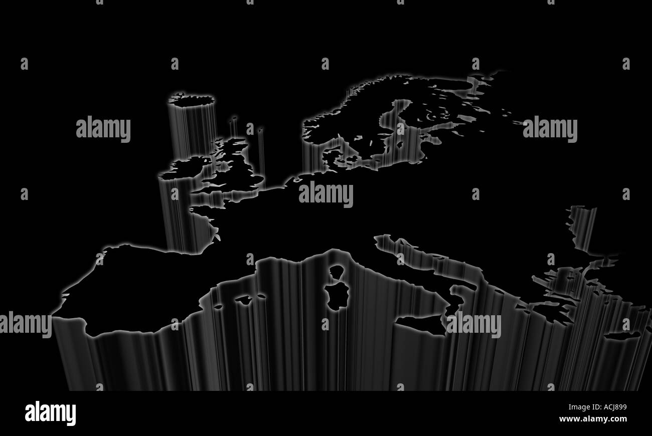 Muted Stylized Map of Europe against Black Stock Photo - Alamy