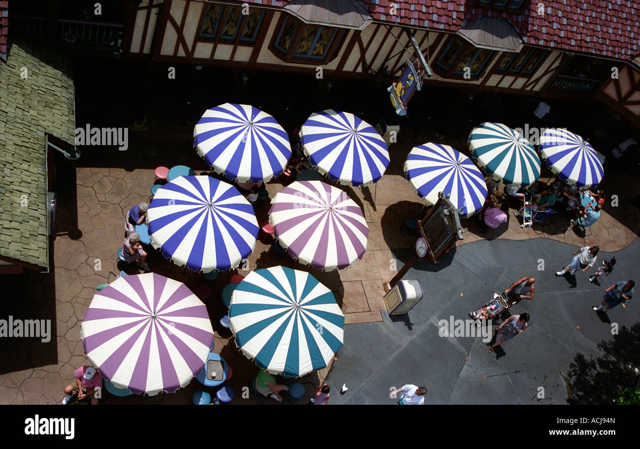 Aerial view of sunshade parasol umbrellas Stock Photo - Alamy