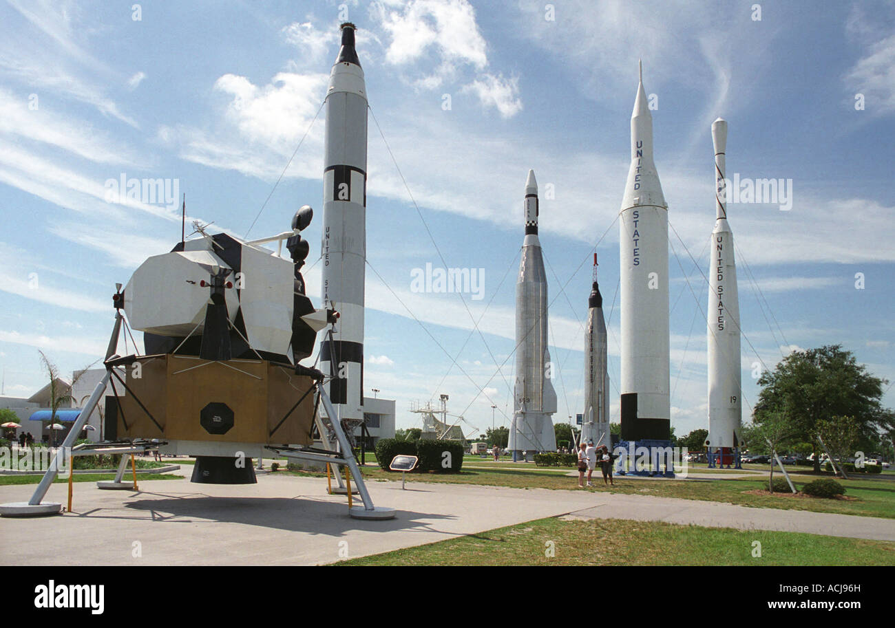 Rockets and other space hardware in the rocket garden of the Kennedy ...