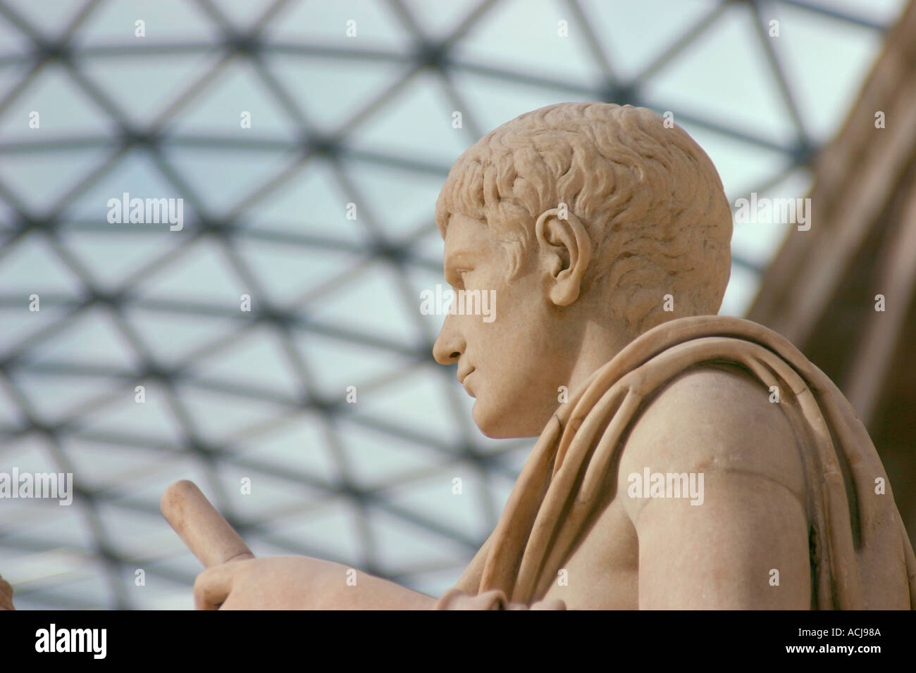 statues and roof of The Great Court of The British Museum London ...