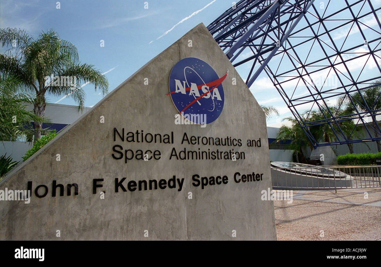 Main entrance to the J F Kennedy Space Center in Florida USA Stock ...
