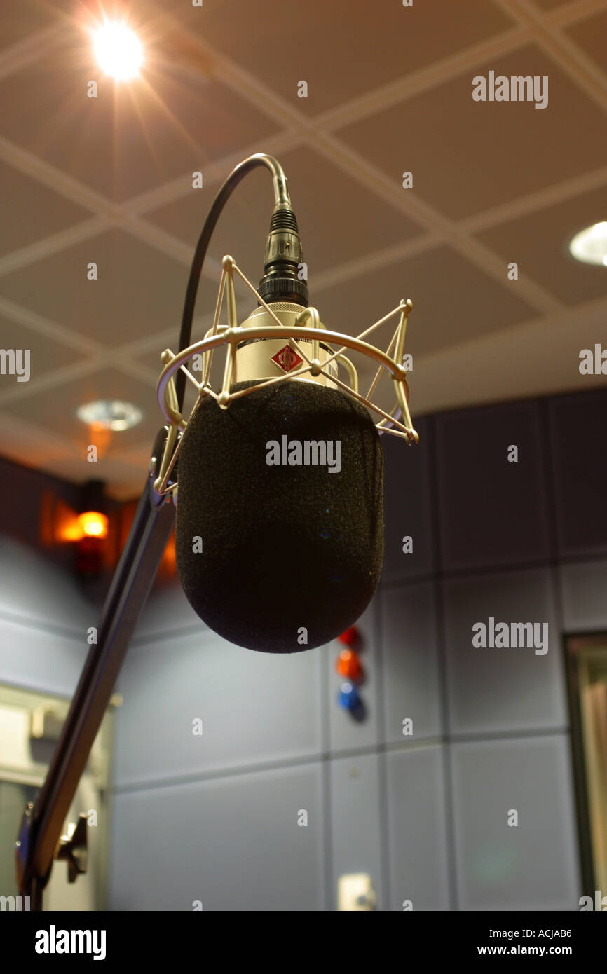 Radio station microphone in a studio Stock Photo - Alamy
