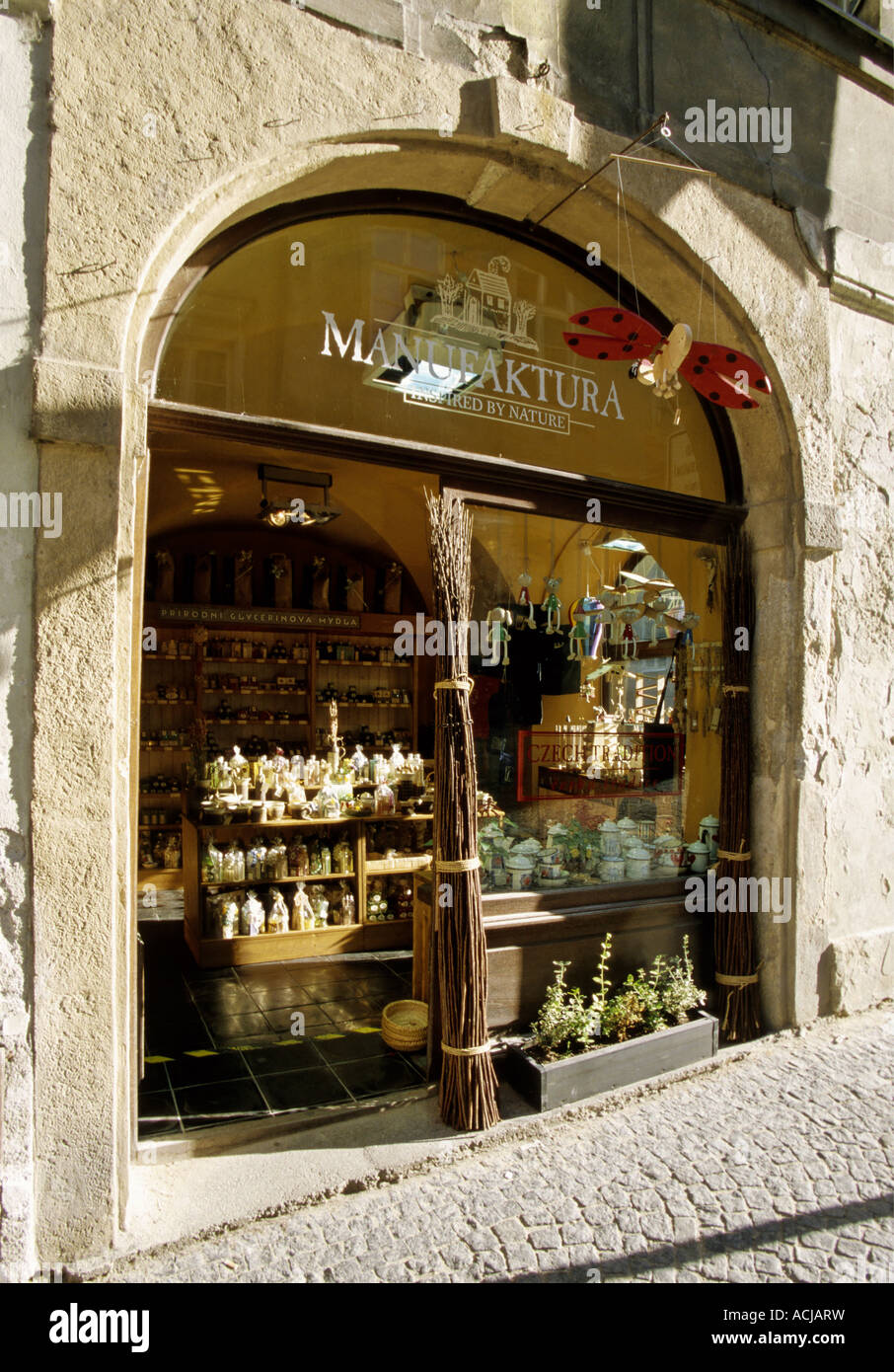 Natural shop at Nerudova Street in Prague Czech Republic Stock Photo ...