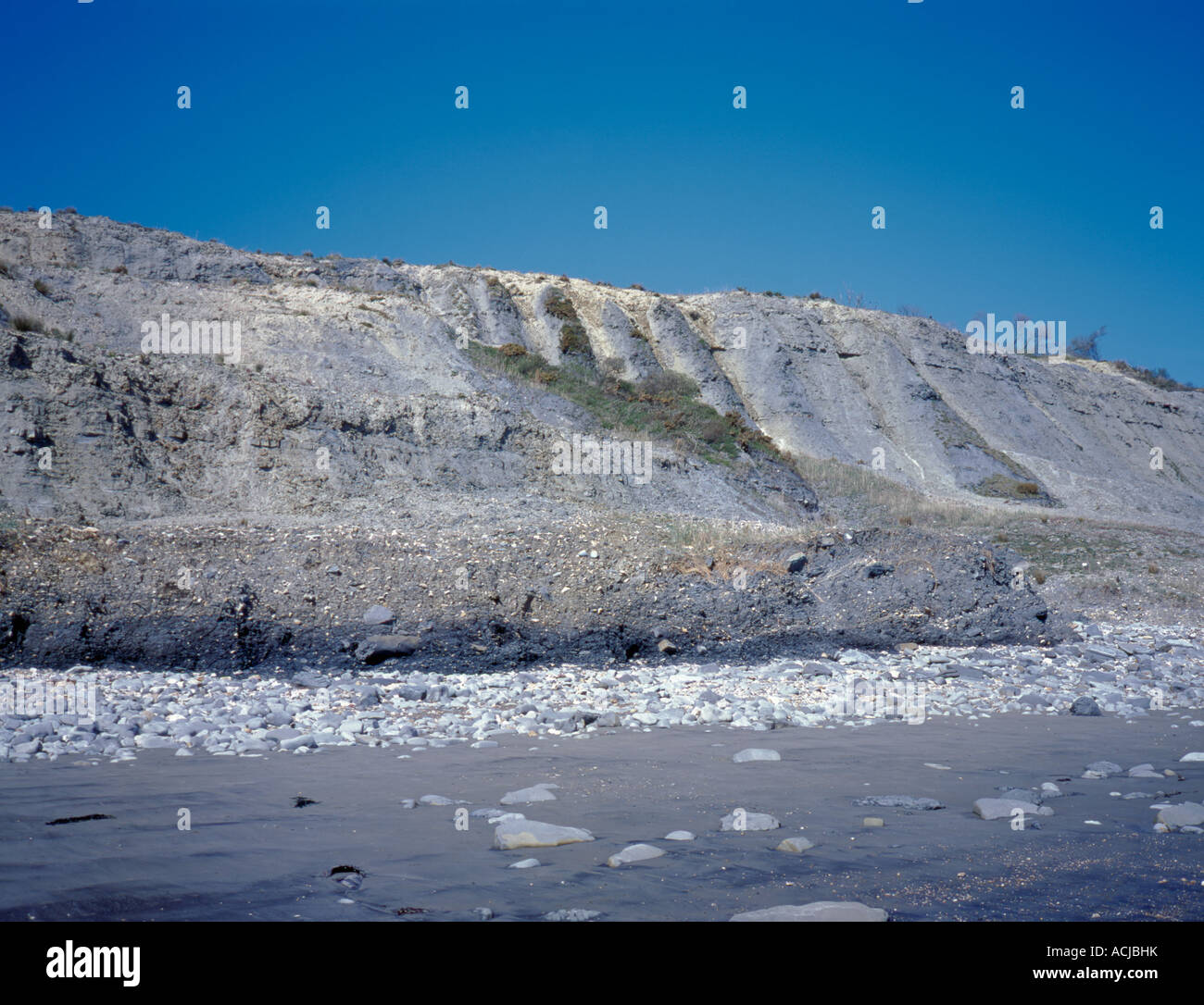 Landslip from the cliffs of the Jurassic Coast of Lyme Bay, near Lyme ...