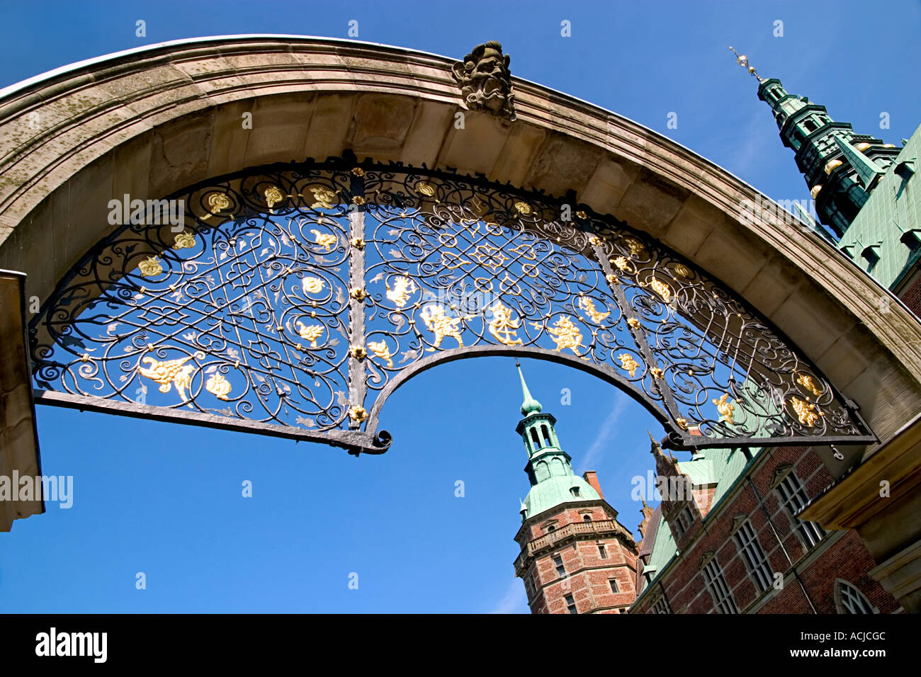 Wrought iron arch at Frederiksborg Slot Hillerød Denmark Stock Photo ...
