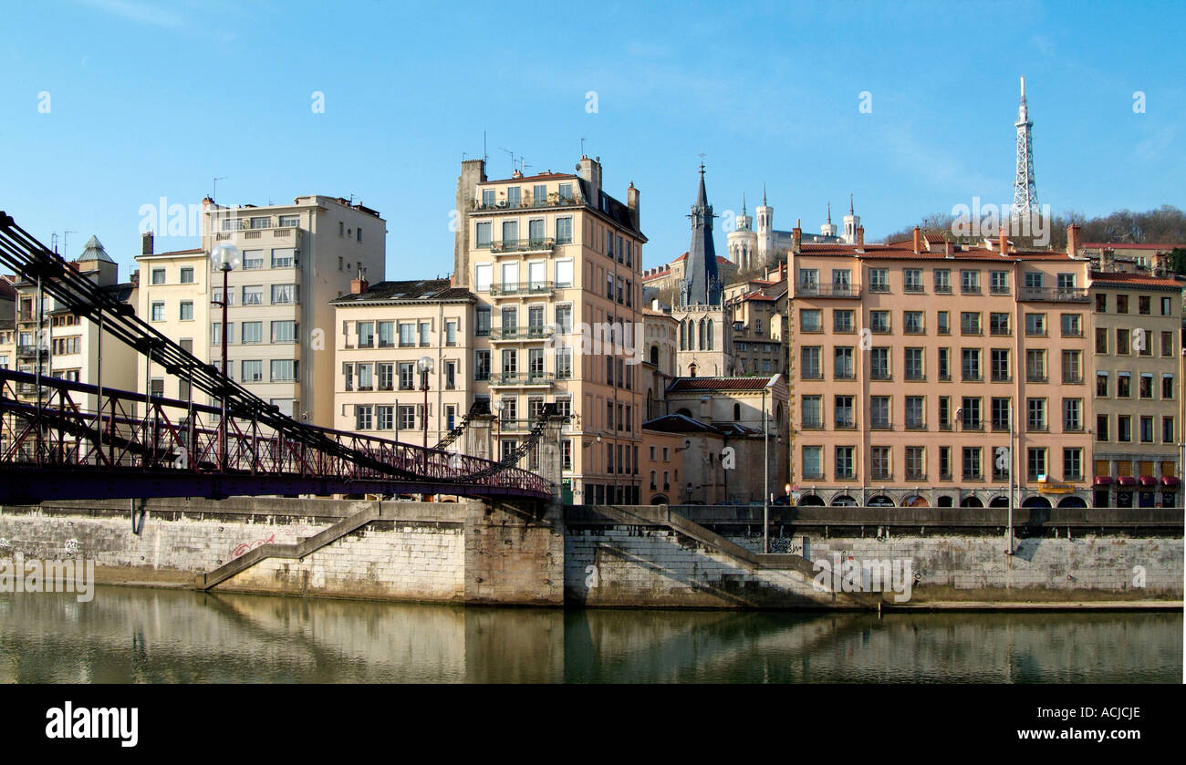 Pedestrian bridge / Lyon Stock Photo - Alamy