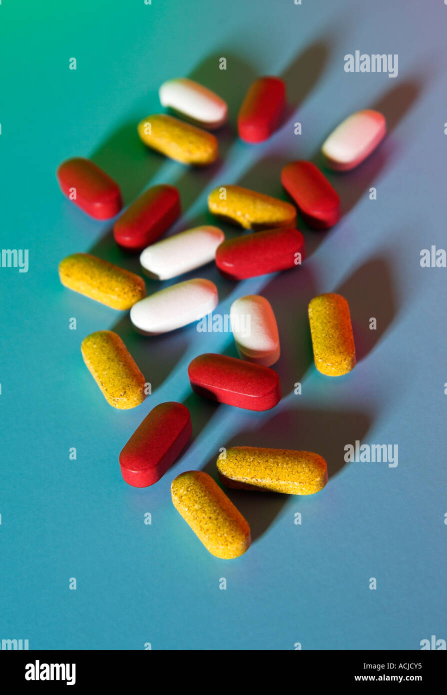Assorted colored pills Stock Photo - Alamy