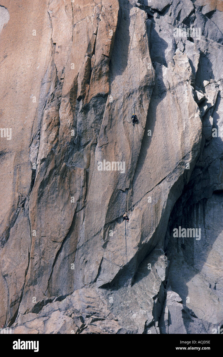 Climbers on the Bonatti pillar on Dru Mountain French Alps Europe Stock ...