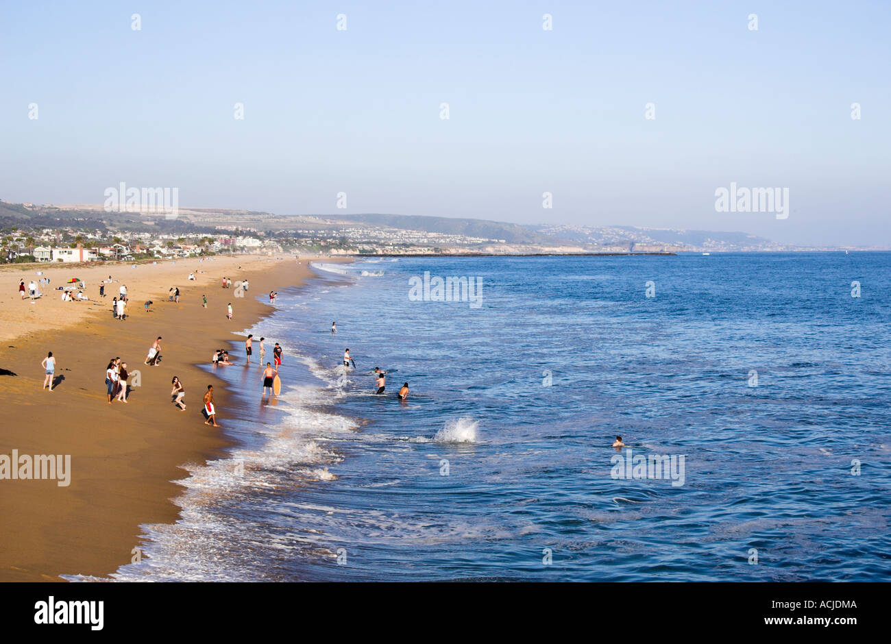 Beach scene, Balboa peninsula beach seen from Balboa pier, Newport ...
