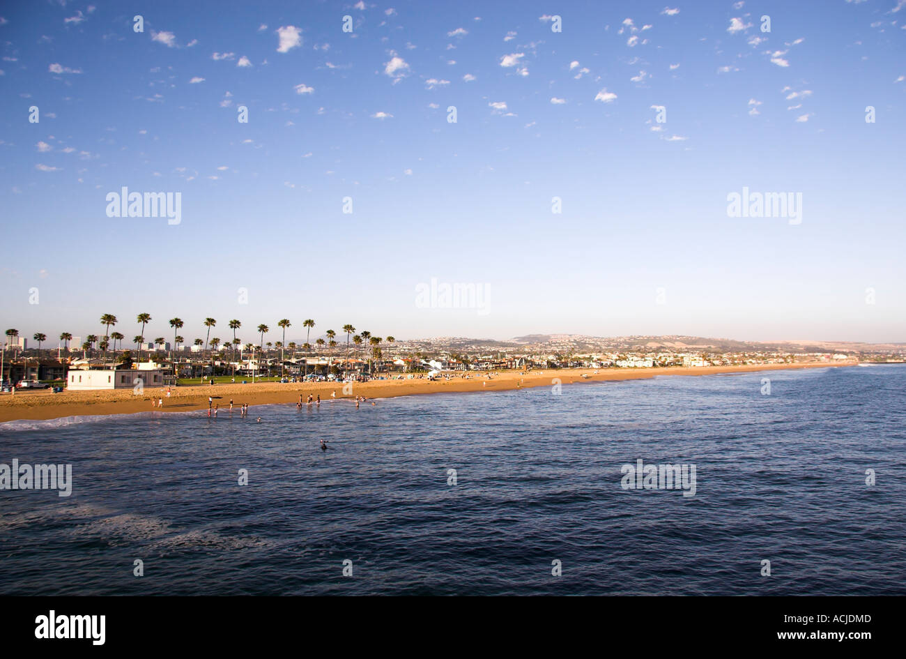 Balboa peninsula beach seen from Balboa pier, Newport Beach, California ...