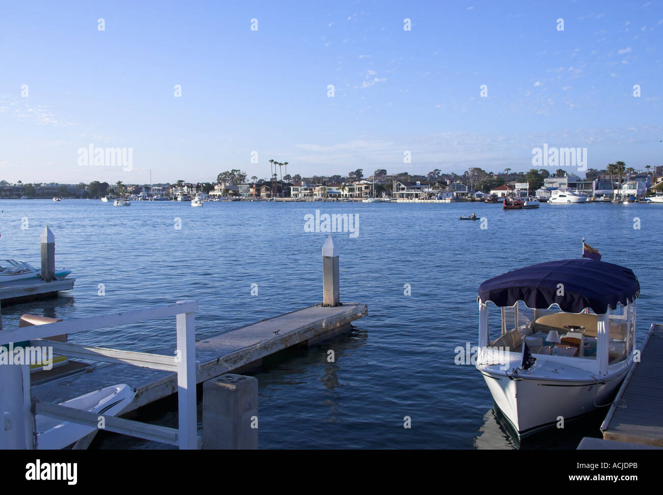 A view of Newport Bay from Balboa peninsula, Newport Beach, California ...