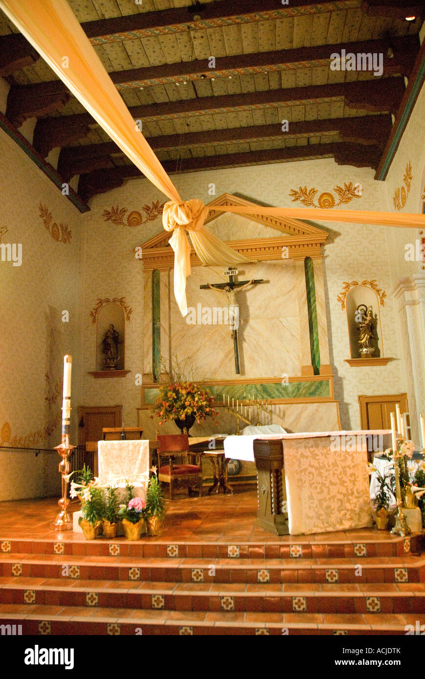 Interior of church at Mission San Luis Obispo de Tolosa, in San Luis ...