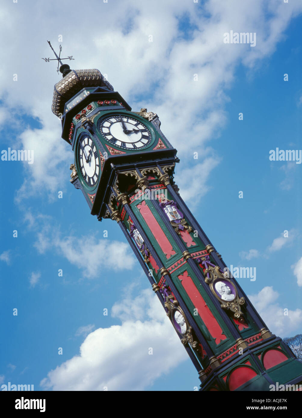 Edwardian cast iron clock tower, presented by Charles Hansford in 1905 ...