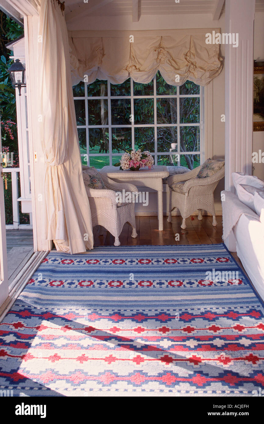 Chile living-room carpet table and armchair curtains and windows Stock ...