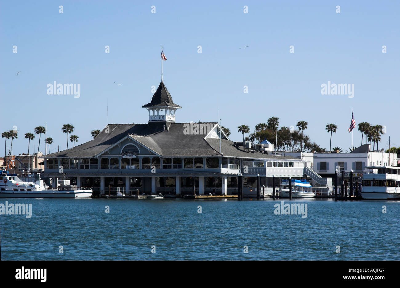 Balboa Pavilion across Newport Bay viewed from Balboa Island, Newport ...