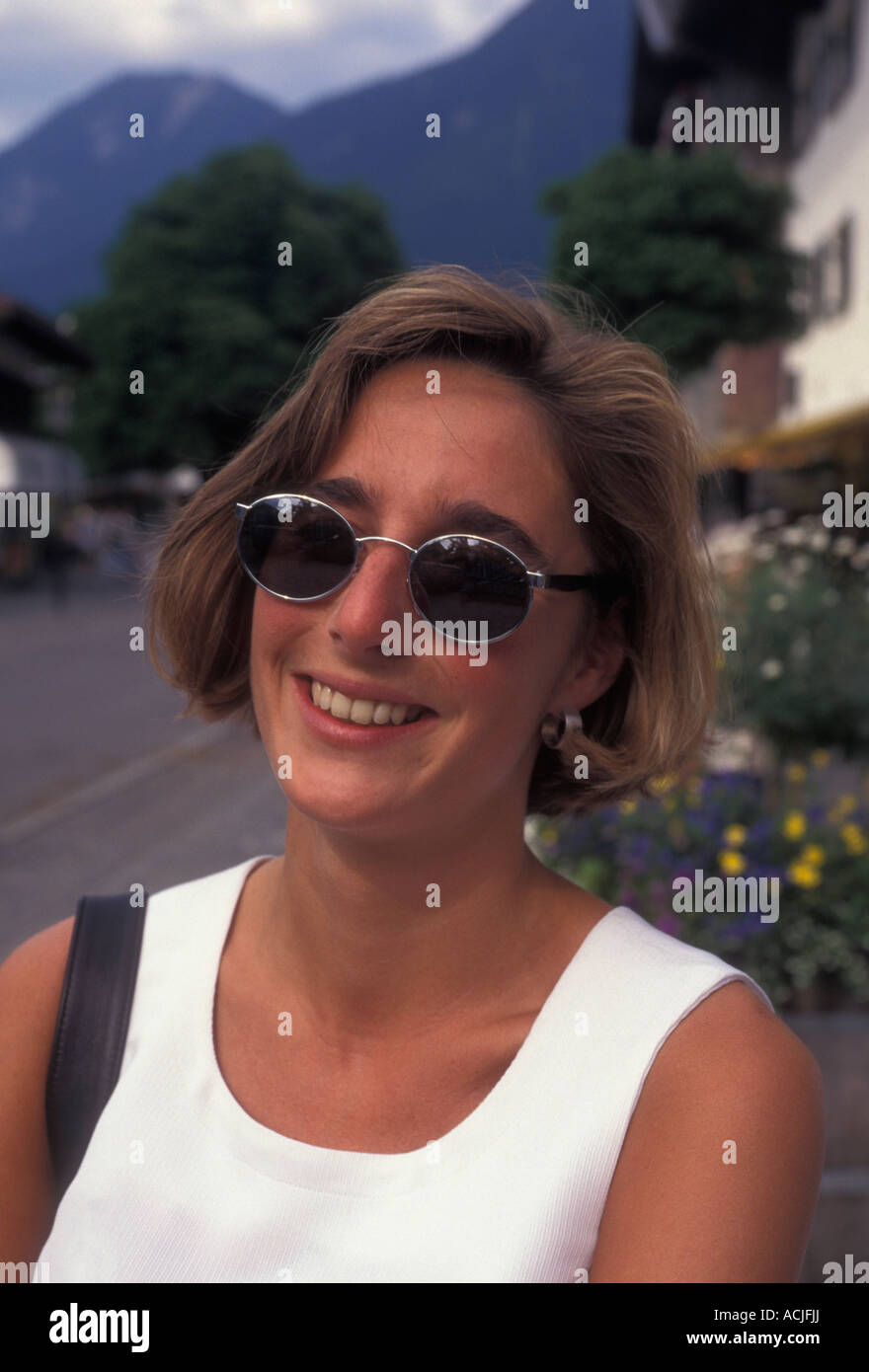 German woman, German, woman, adult woman, smiling town of Garmisch ...