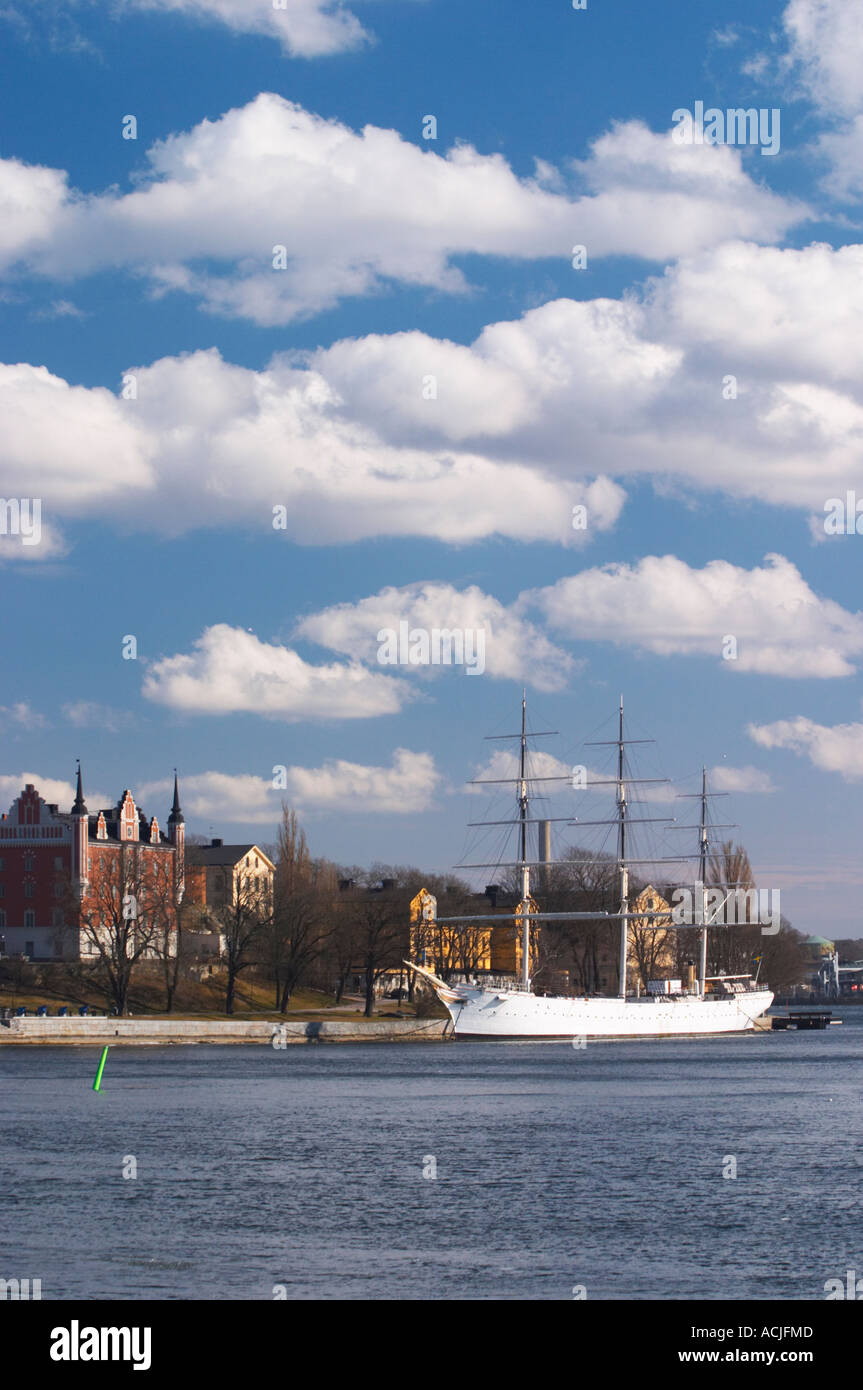 The three mast ship Af Chapman now moored anchored at Skeppsholmen and ...