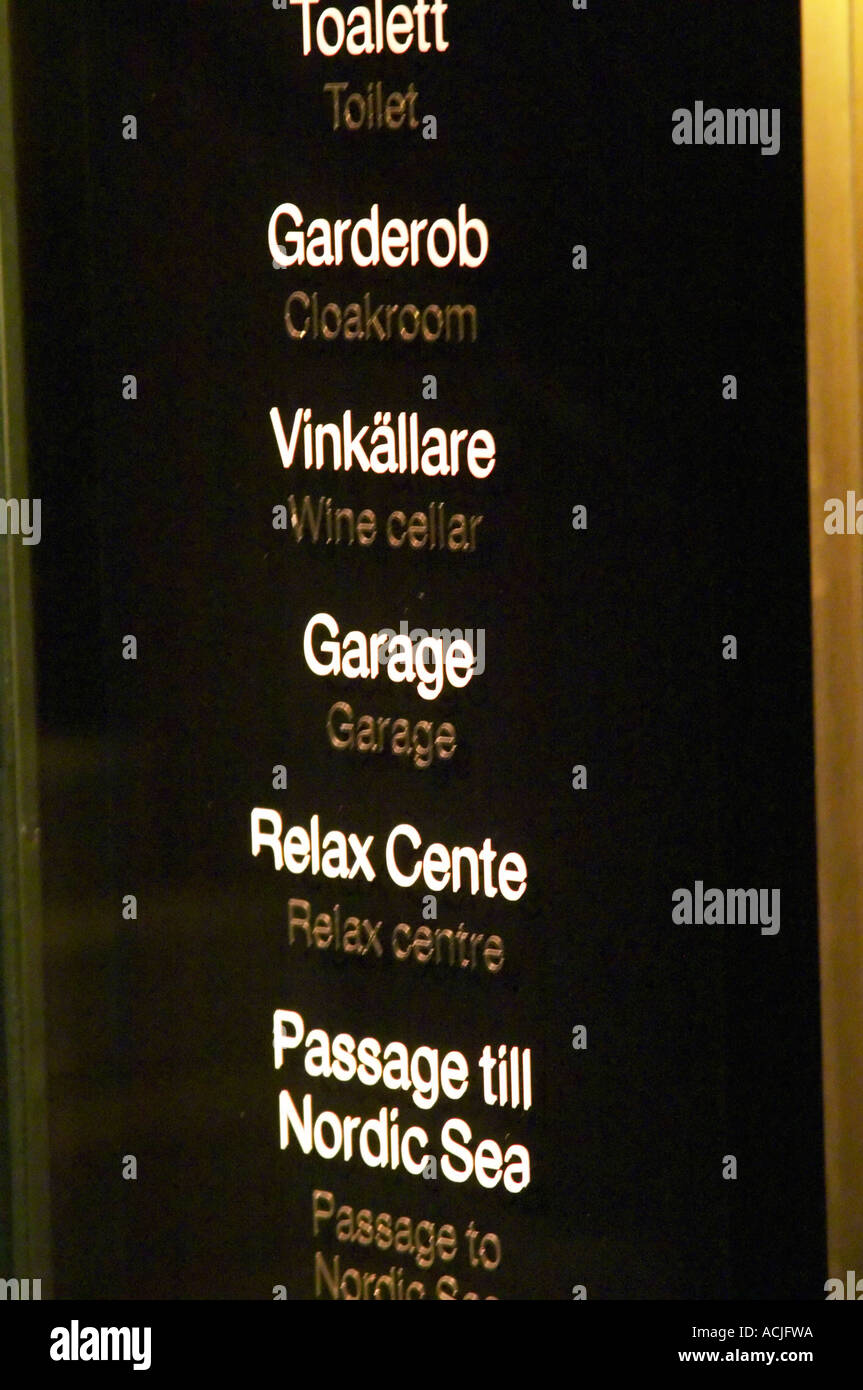 A sign in the elevator of the Nordic Light Hotel indicating Toilet ...