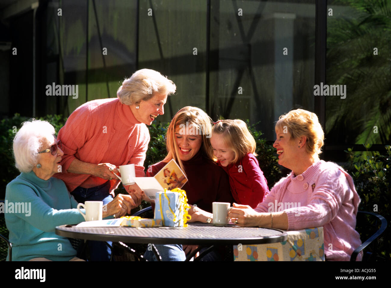 Authentic family of five generations ages 97 72 48 25 and 6 Stock Photo ...